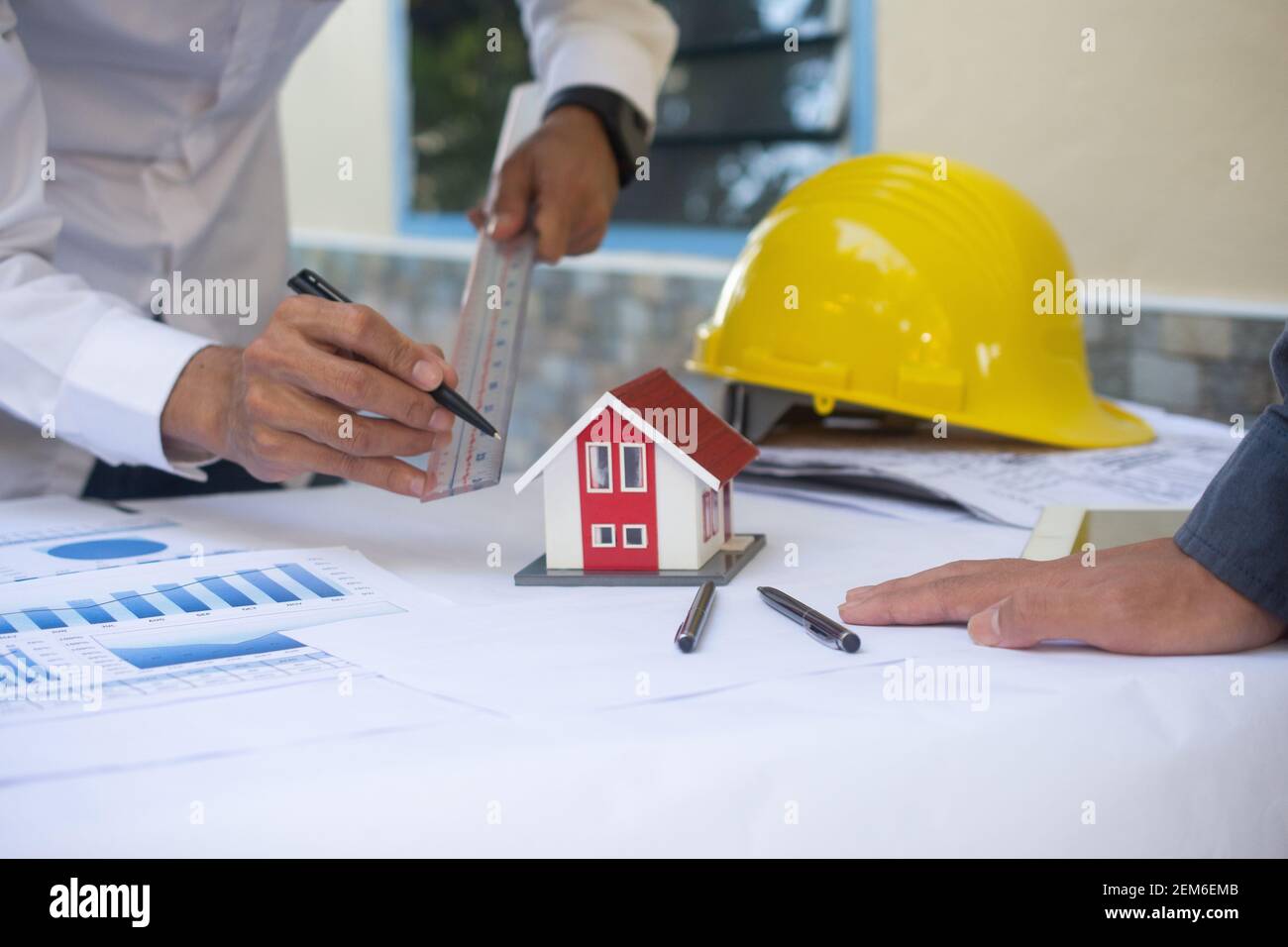 Engineer design house for building construction work architect Stock ...