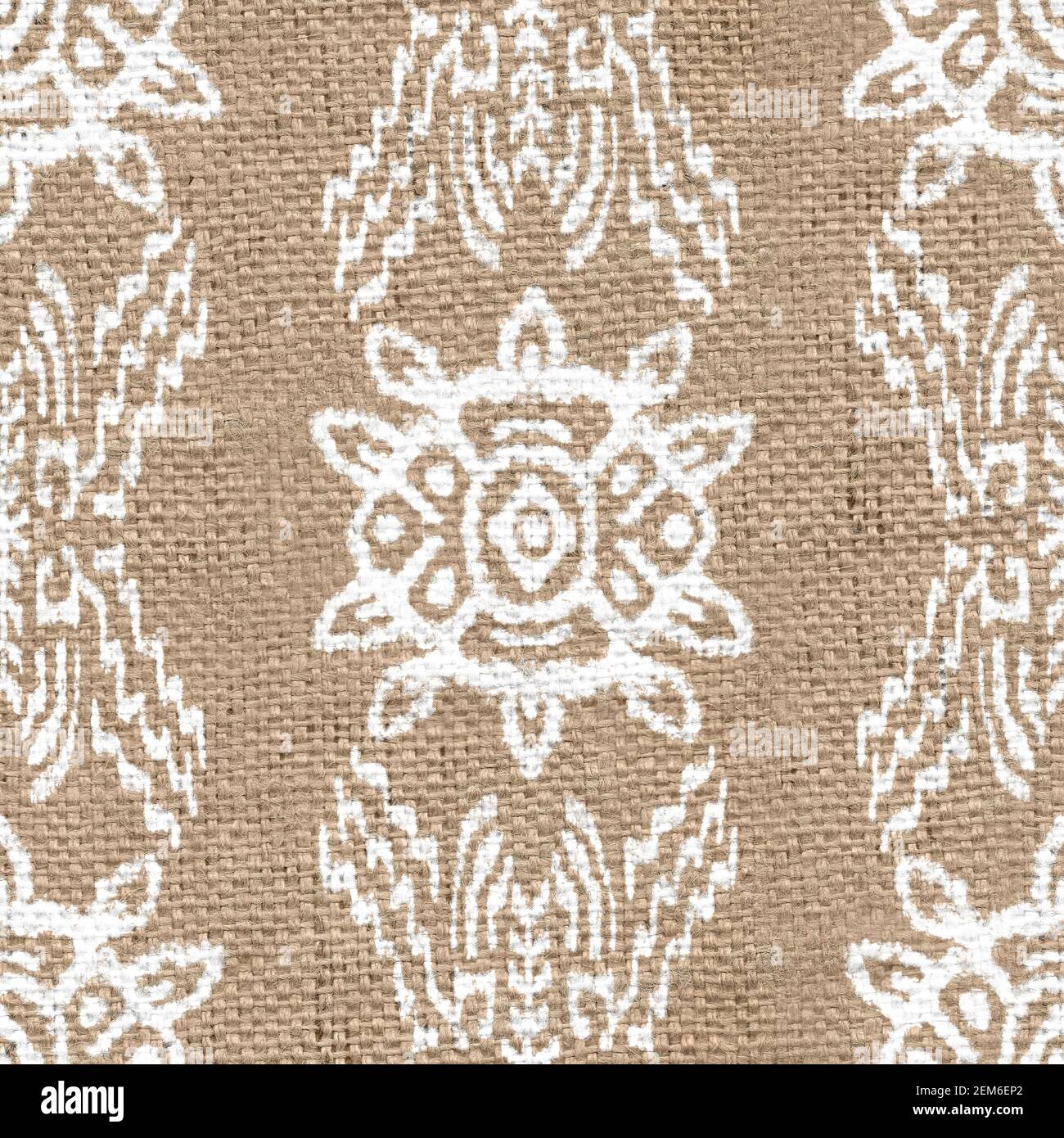 Seamless burlap with white paint pattern overlay Stock Photo - Alamy