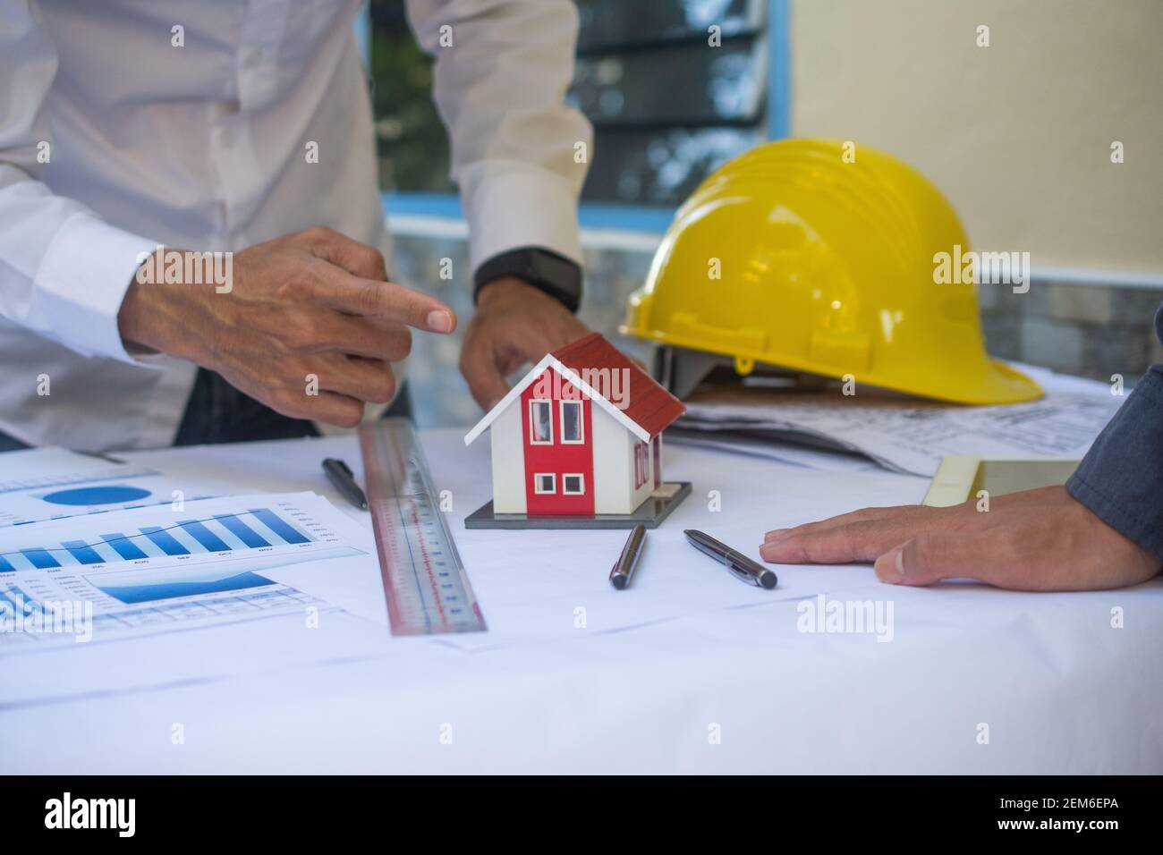 Engineer design house for building construction work architect Stock ...