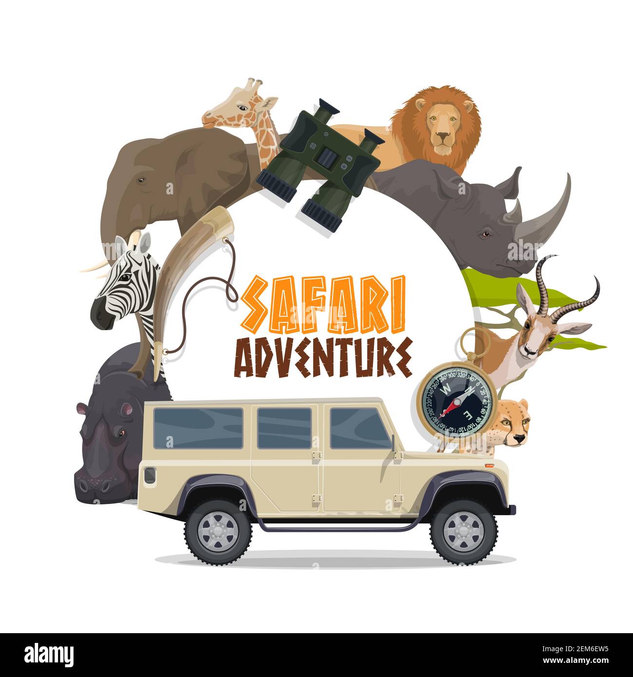 Safari hunting sport and African animals vector design. Safari hunter ...
