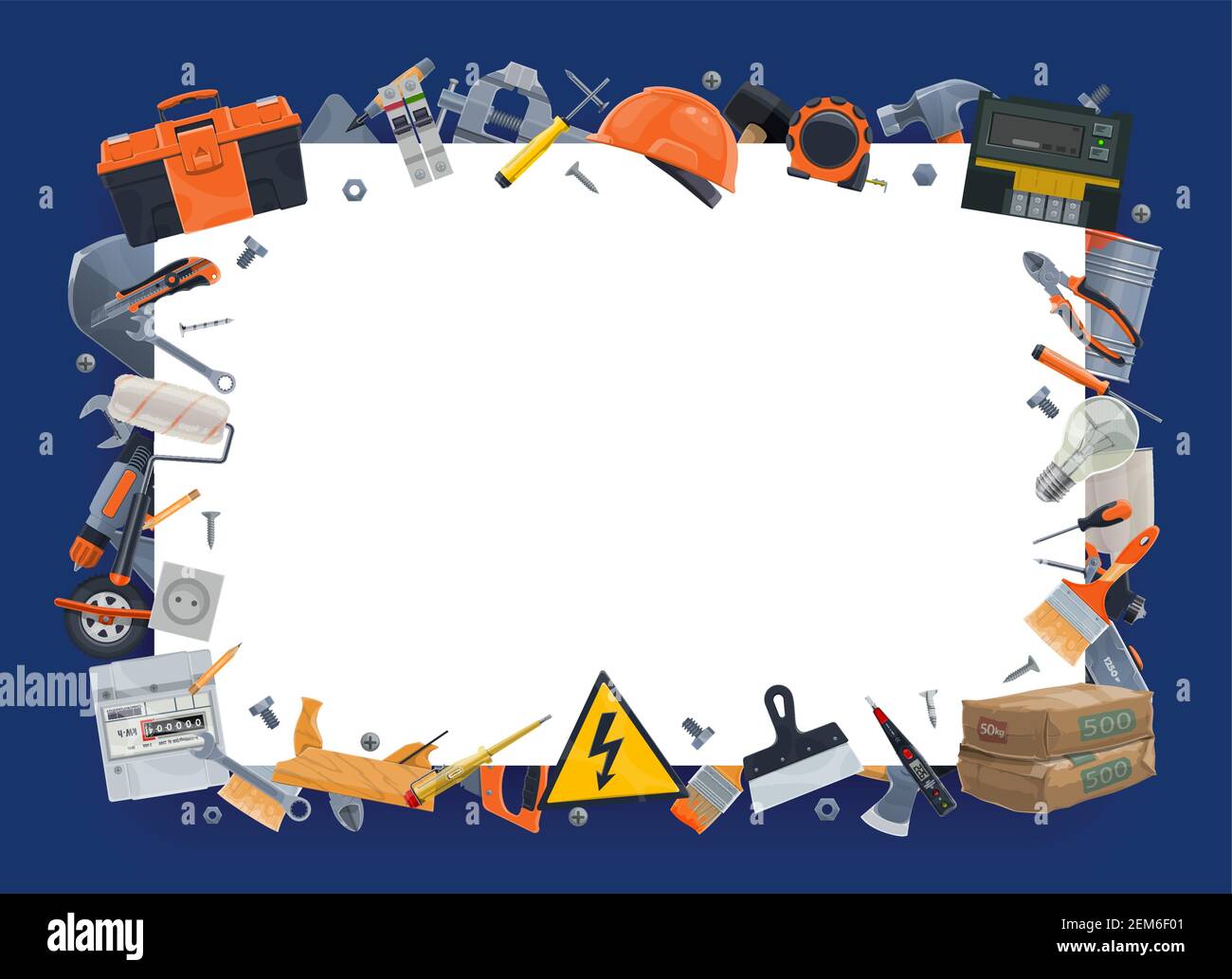 Diy tools, instruments vector border frame. Construction hardware ...