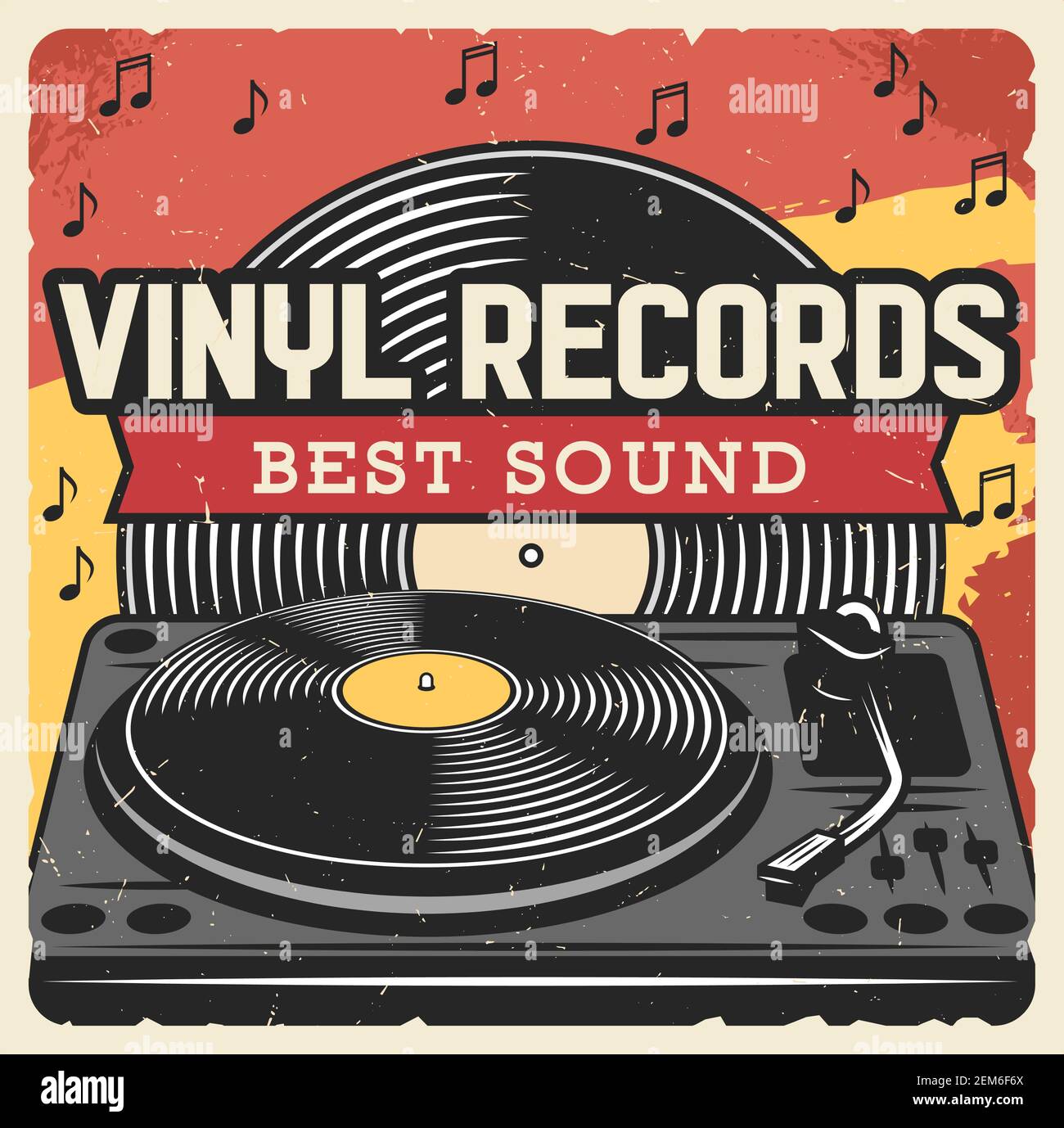 Vinyl records and music player, disco party vector design. Vinyl ...