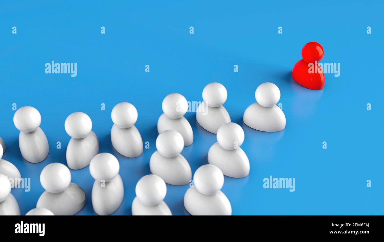 Leader in the company. The team follows the red leader. 3d render Stock ...