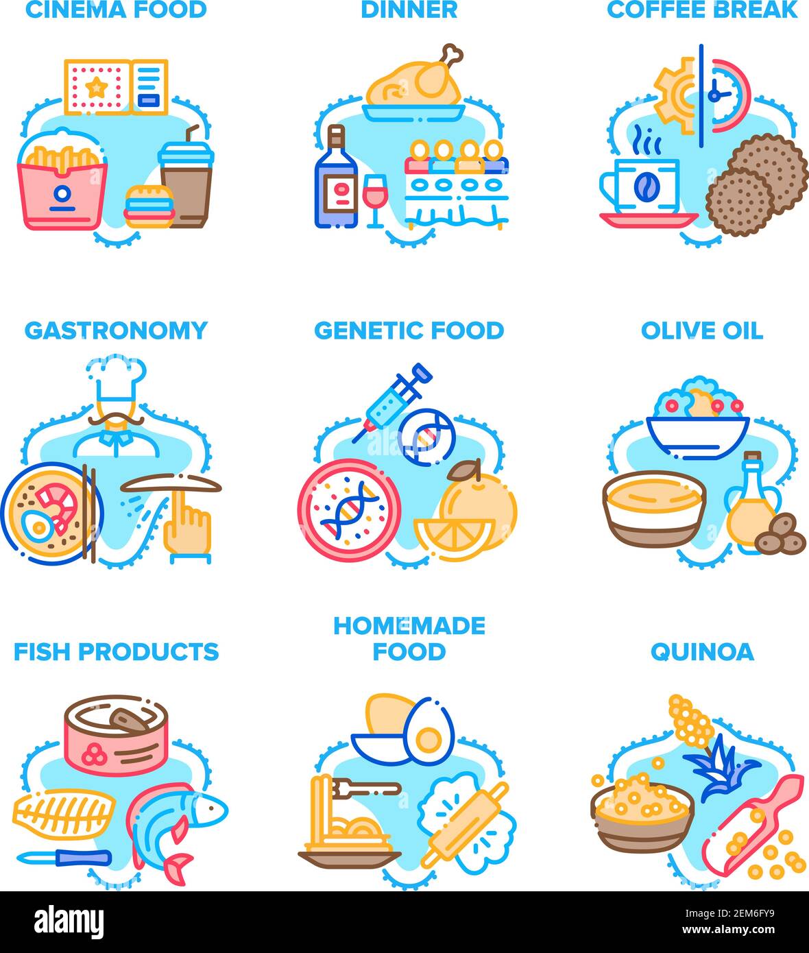 Food Delicious Set Icons Vector Illustrations Stock Vector Image & Art ...