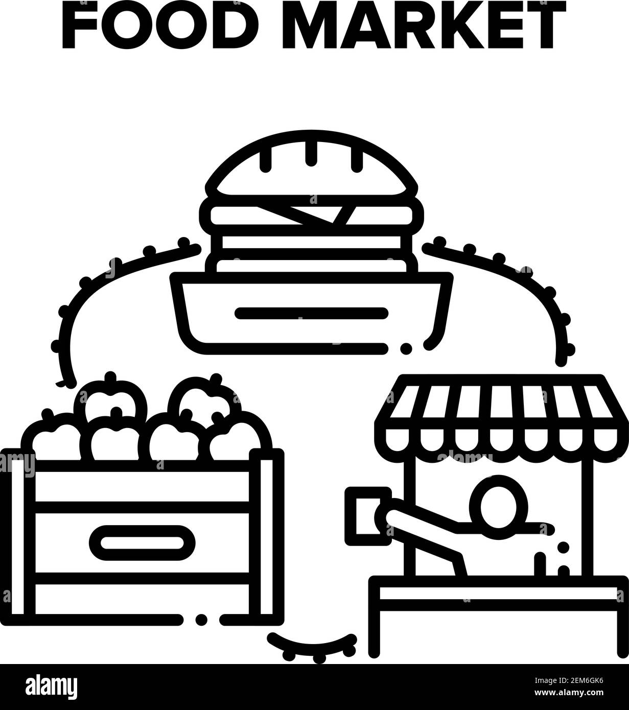 Food Market Vector Black Illustrations Stock Vector Image & Art - Alamy