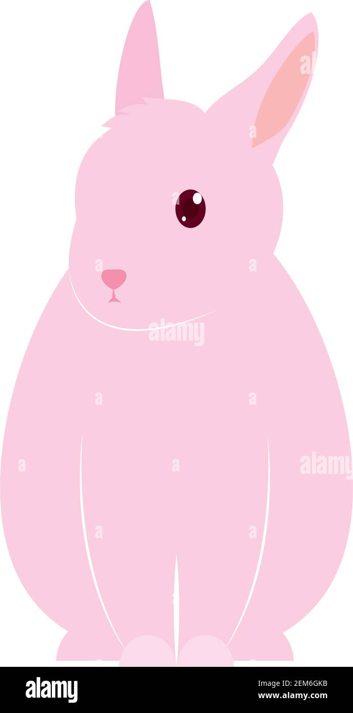 cute pink rabbit over white background, colorful design, vector ...