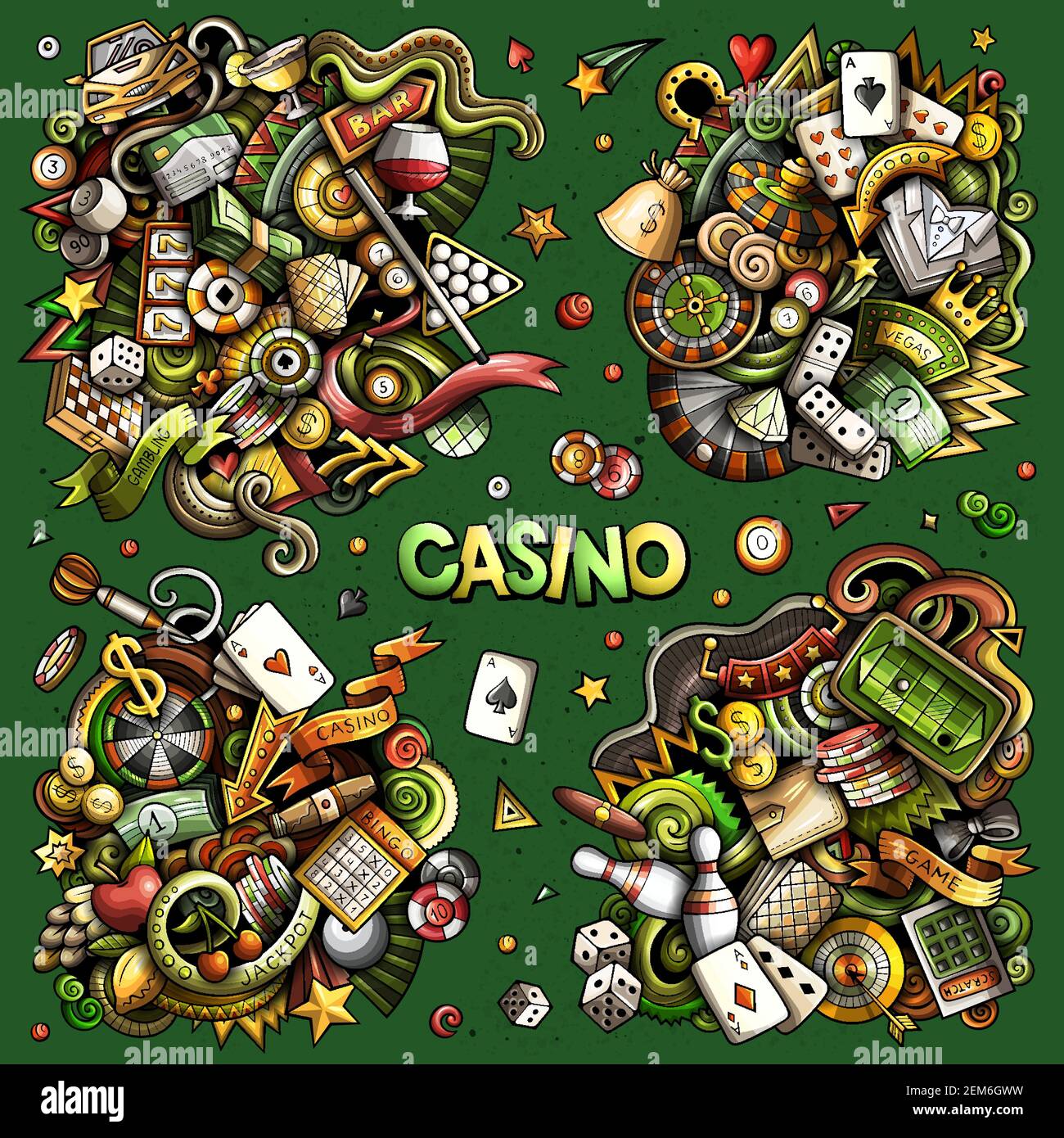Casino cartoon vector doodle designs set Stock Vector Image & Art - Alamy
