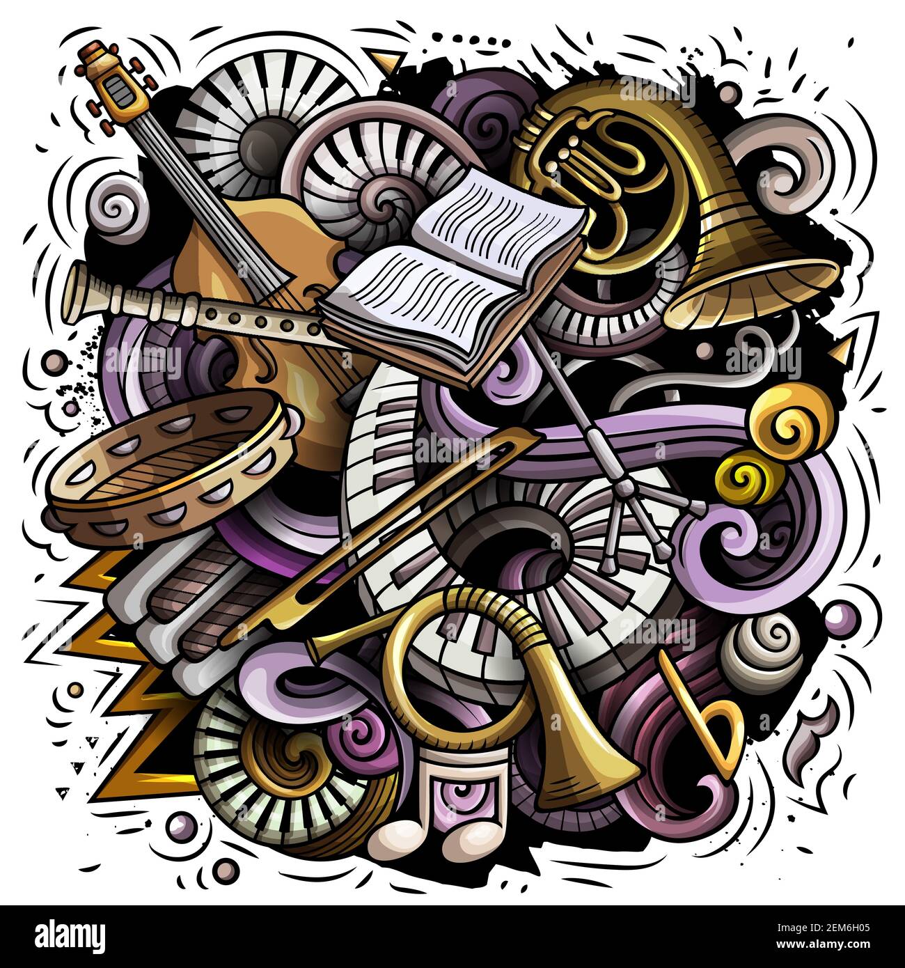 Cartoon vector doodles Classic music illustration Stock Vector Image ...