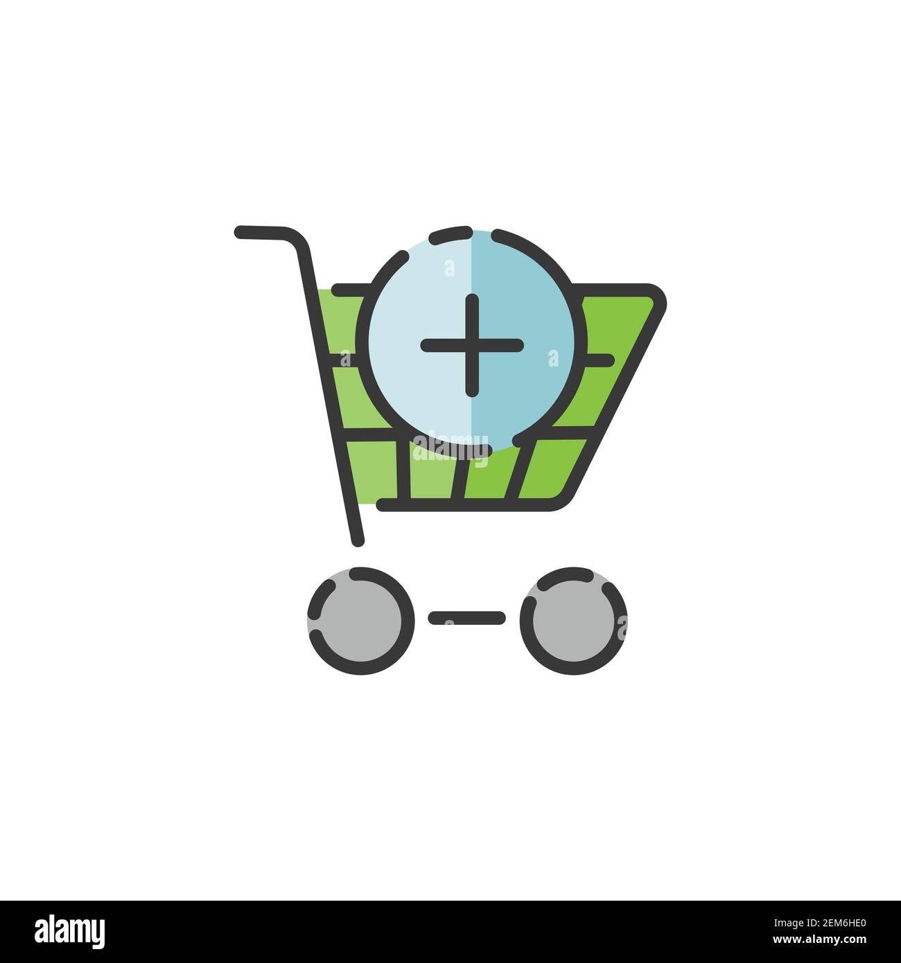 Shopping cart. Add product. Filled color icon. Isolated commerce vector ...