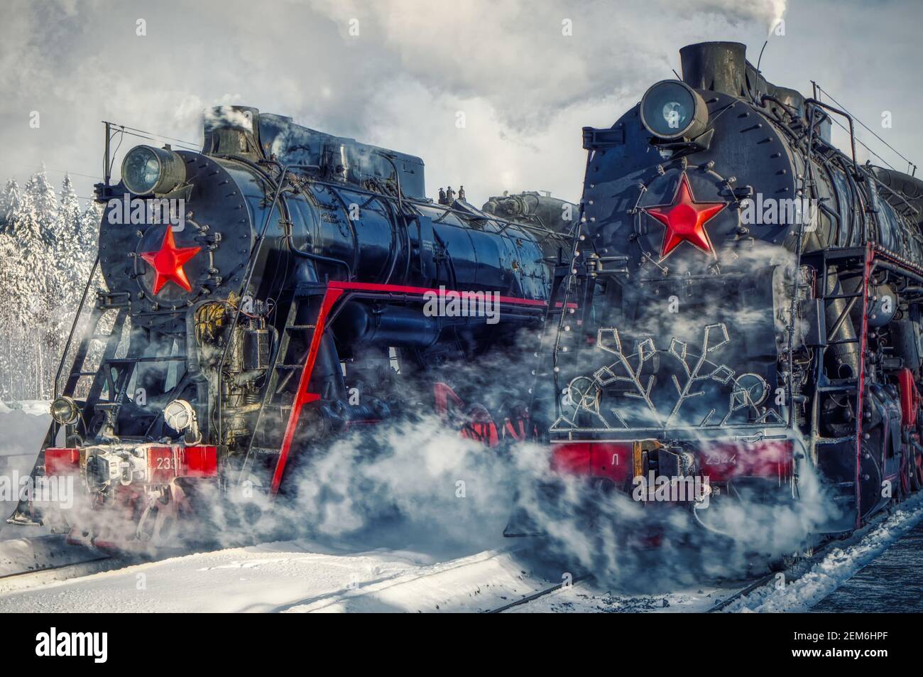 Soviet mainline freight steam locomotive L2331 of the USSR. Retro ...