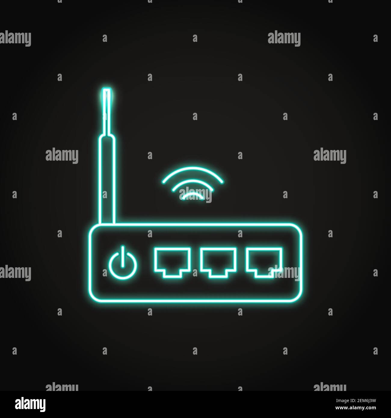 Neon wifi router icon in line style. Internet service wireless modem ...