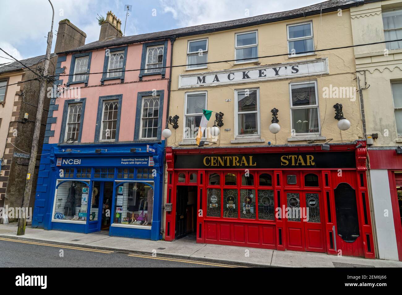 Youghal, Ireland. 12th May, 2016. Storefronts in the centre of Youghal ...