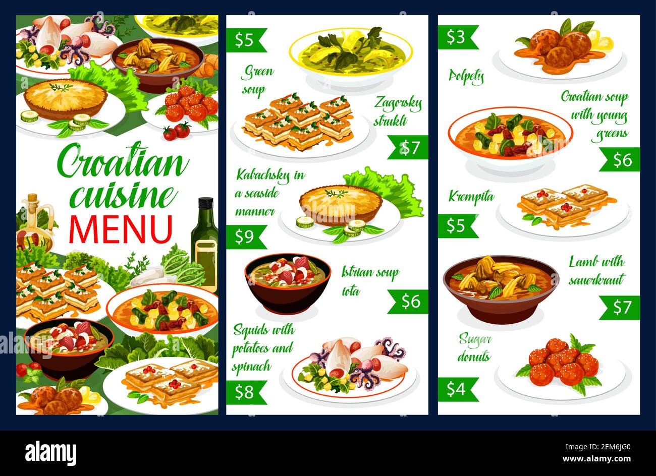 Croatian cuisine, restaurant menu and traditional Southeast Europe food ...