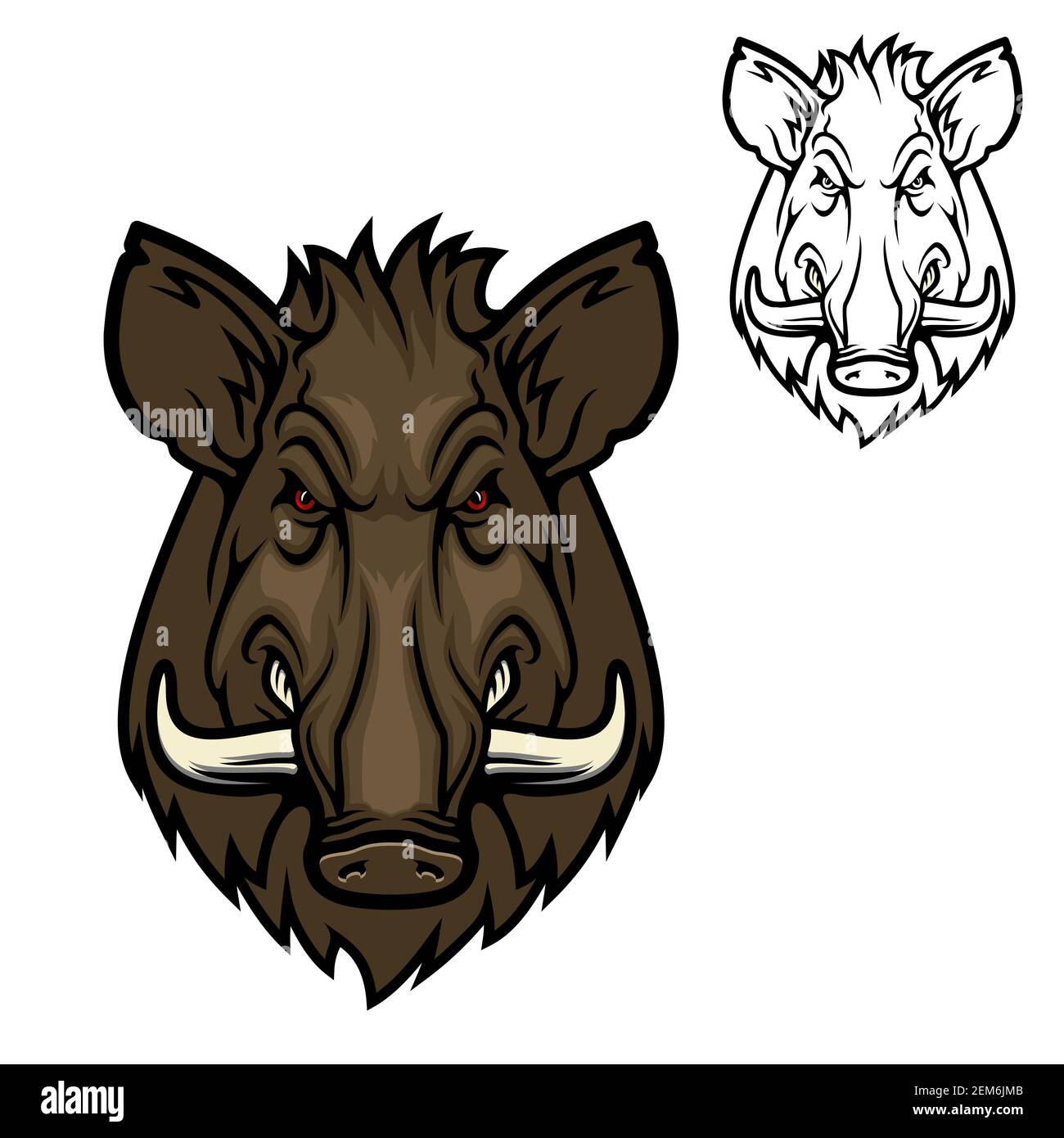 Boar hog wild animal muzzle, vector hunter club icon. Hunting sport and ...