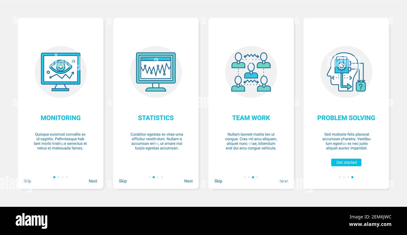 Seo optimization team work vector illustration. UX, UI onboarding ...