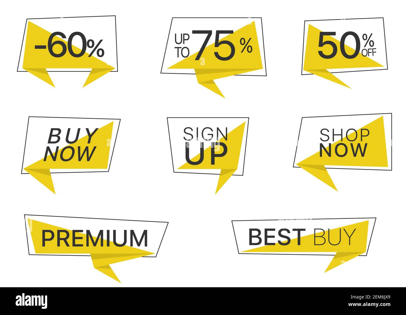 Yellow trendy paper label set Stock Vector Image & Art - Alamy