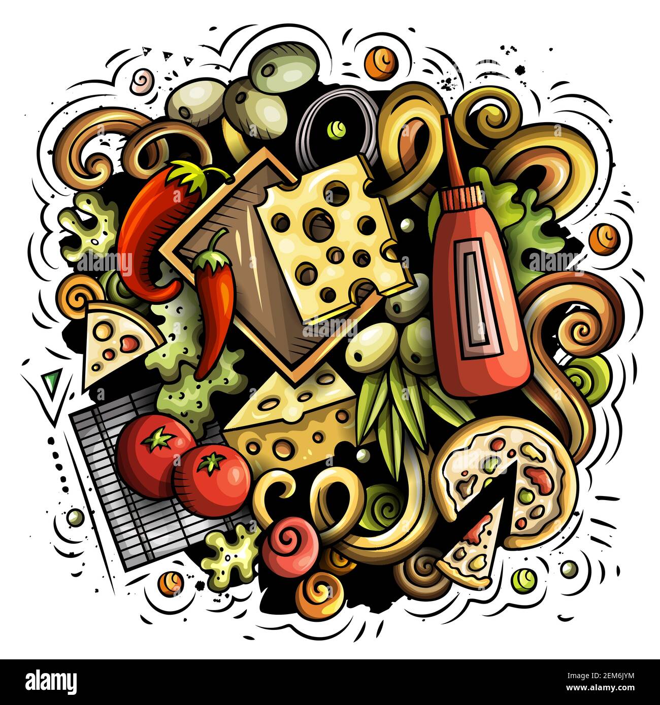 Pizza cartoon doodle illustration. Funny design Stock Vector Image ...