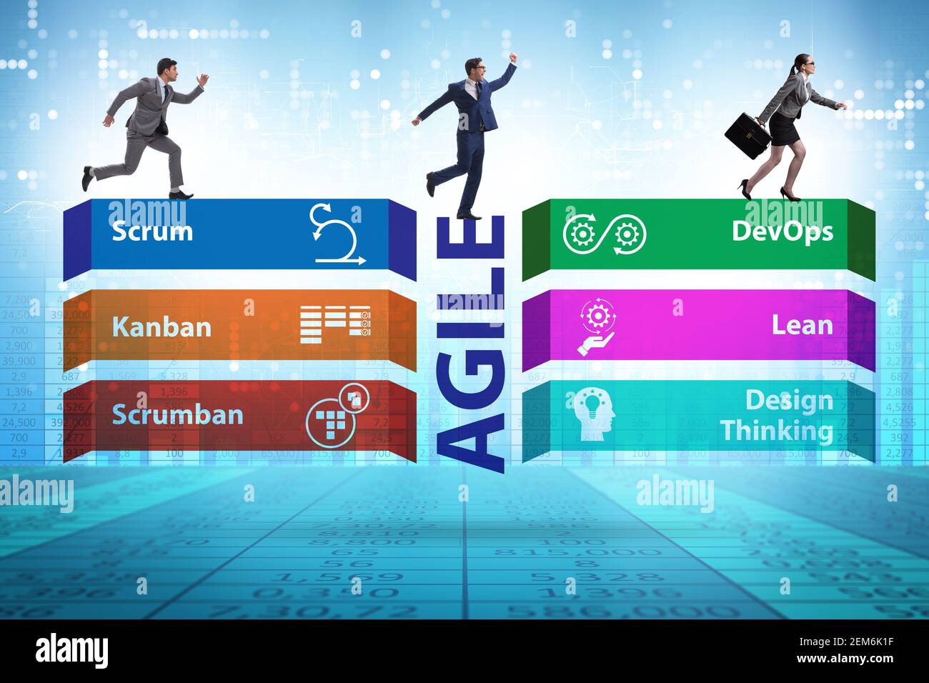 Business people in the various agile methods concept Stock Photo - Alamy