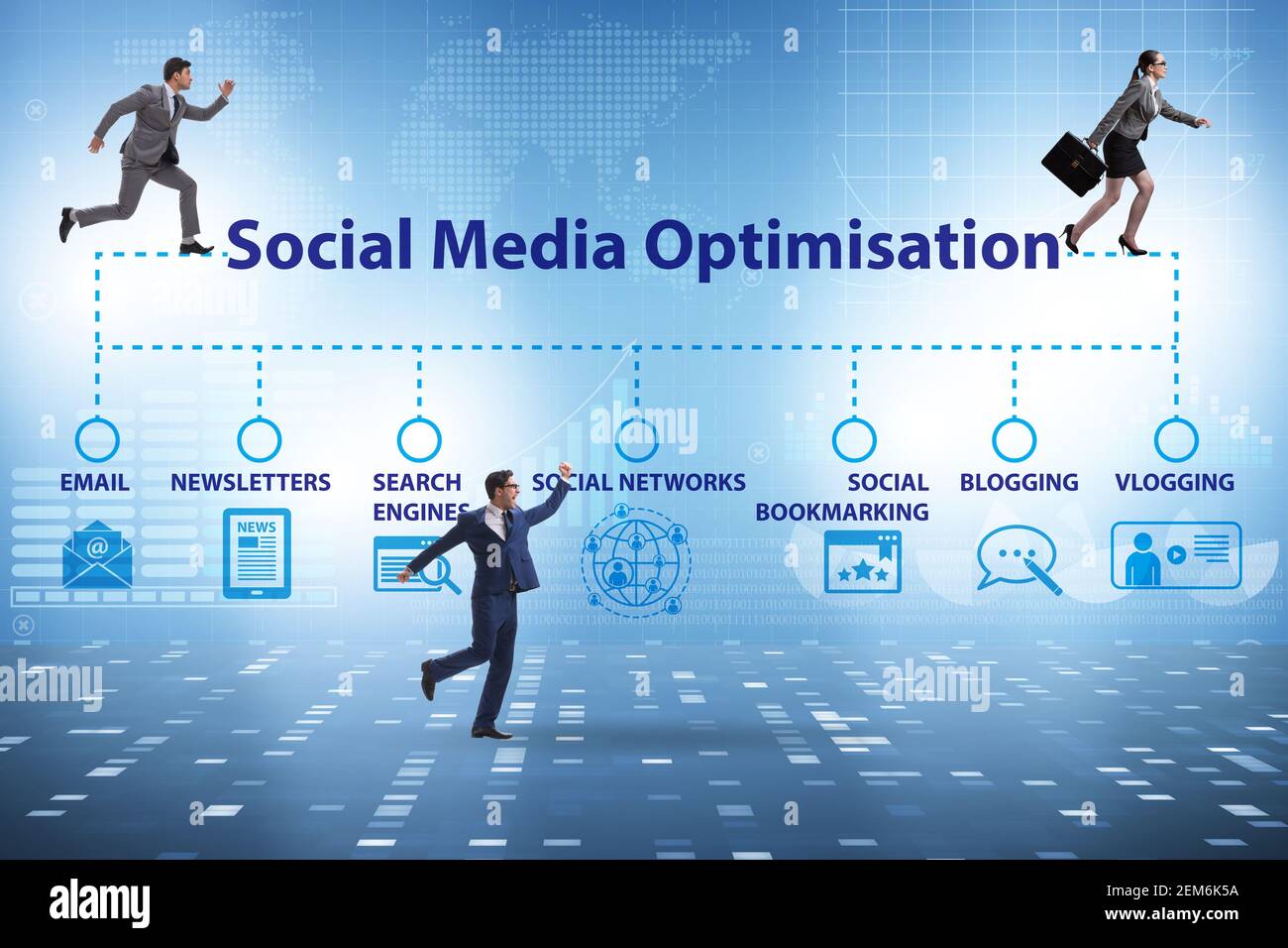 Social media optimisation concept with the business people Stock Photo ...