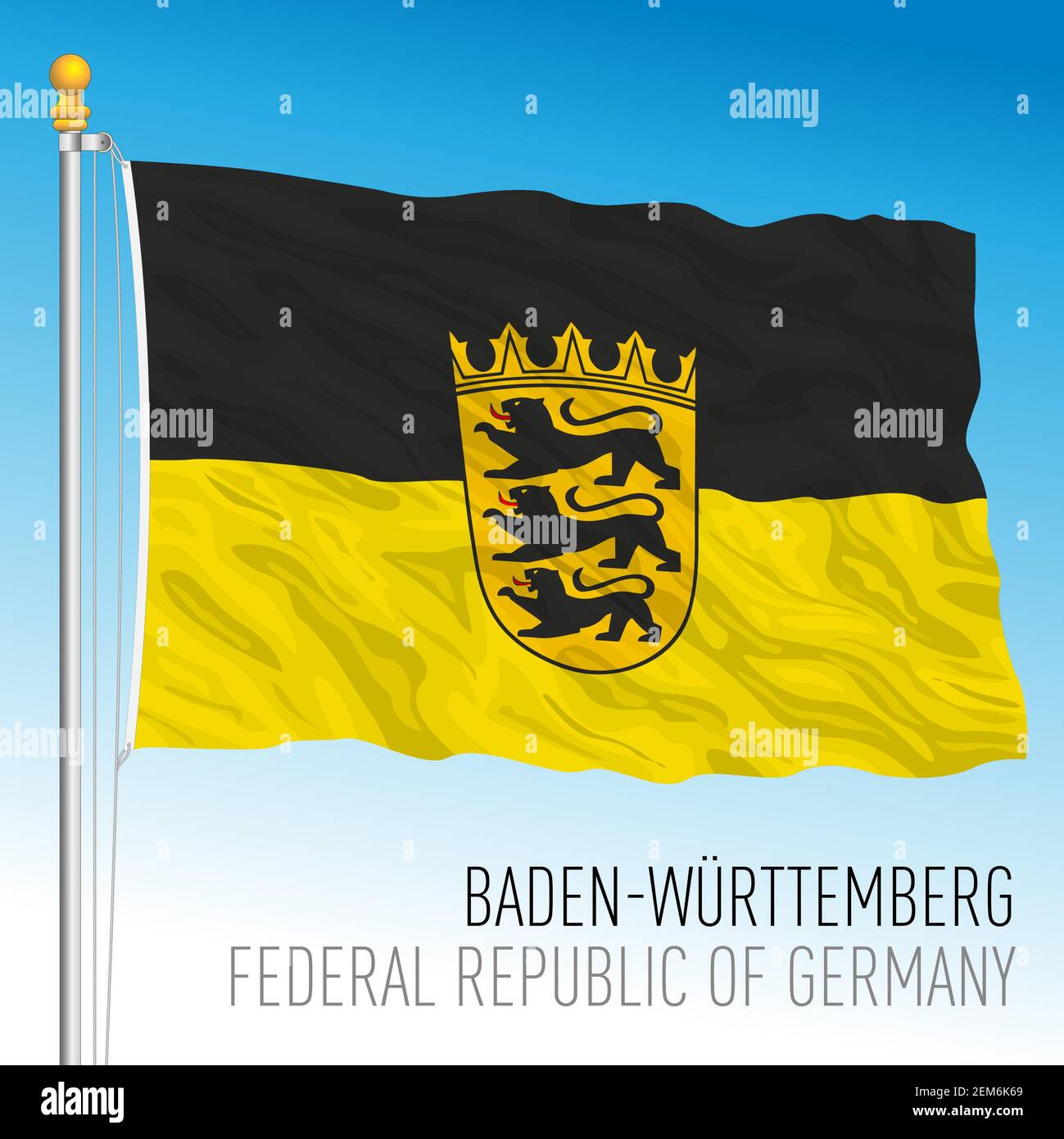 Baden Wurttenberg lander flag, federal state of Germany, europe, vector ...