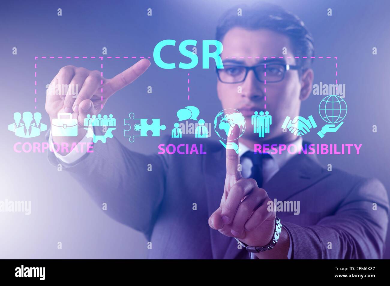 Concept of corporate social responsibility with businessman Stock Photo ...
