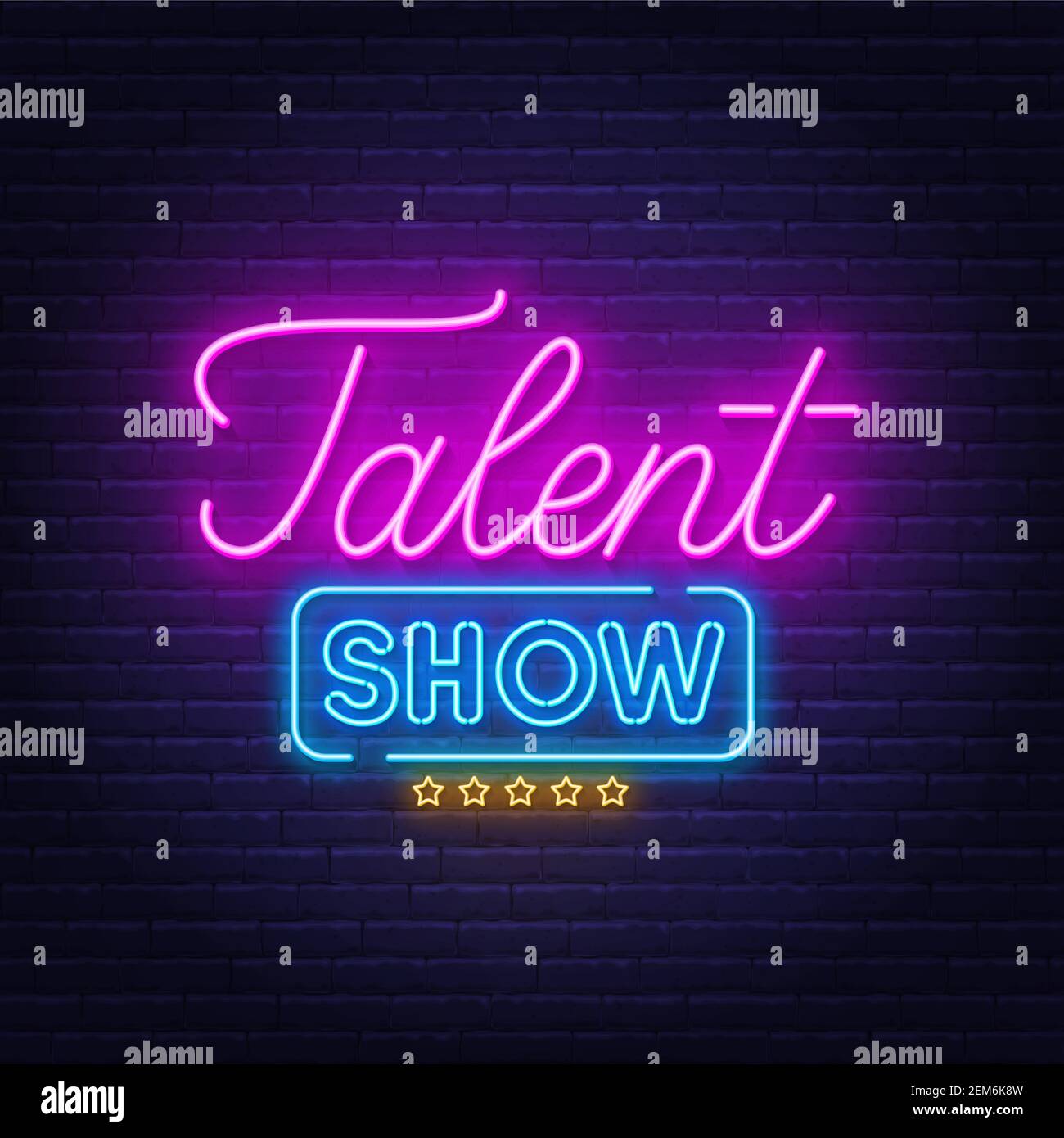 Talent show neon sign on brick wall background Stock Vector Image & Art ...