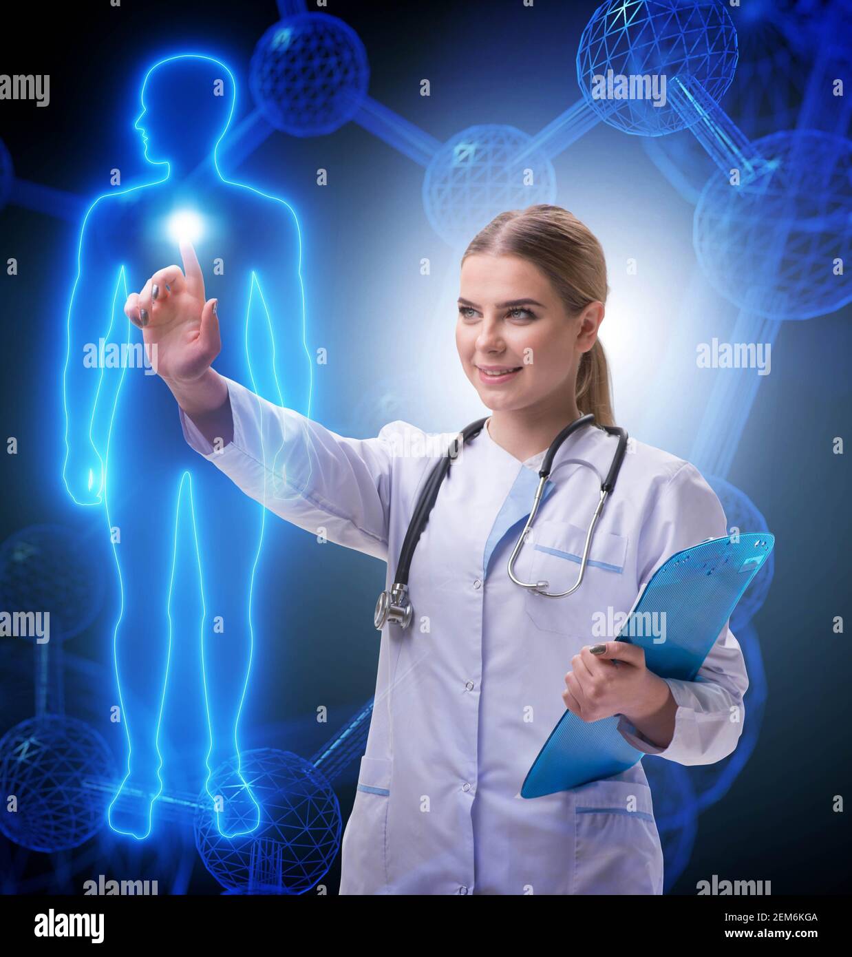 The woman doctor in telemedicine futuristic concept Stock Photo - Alamy