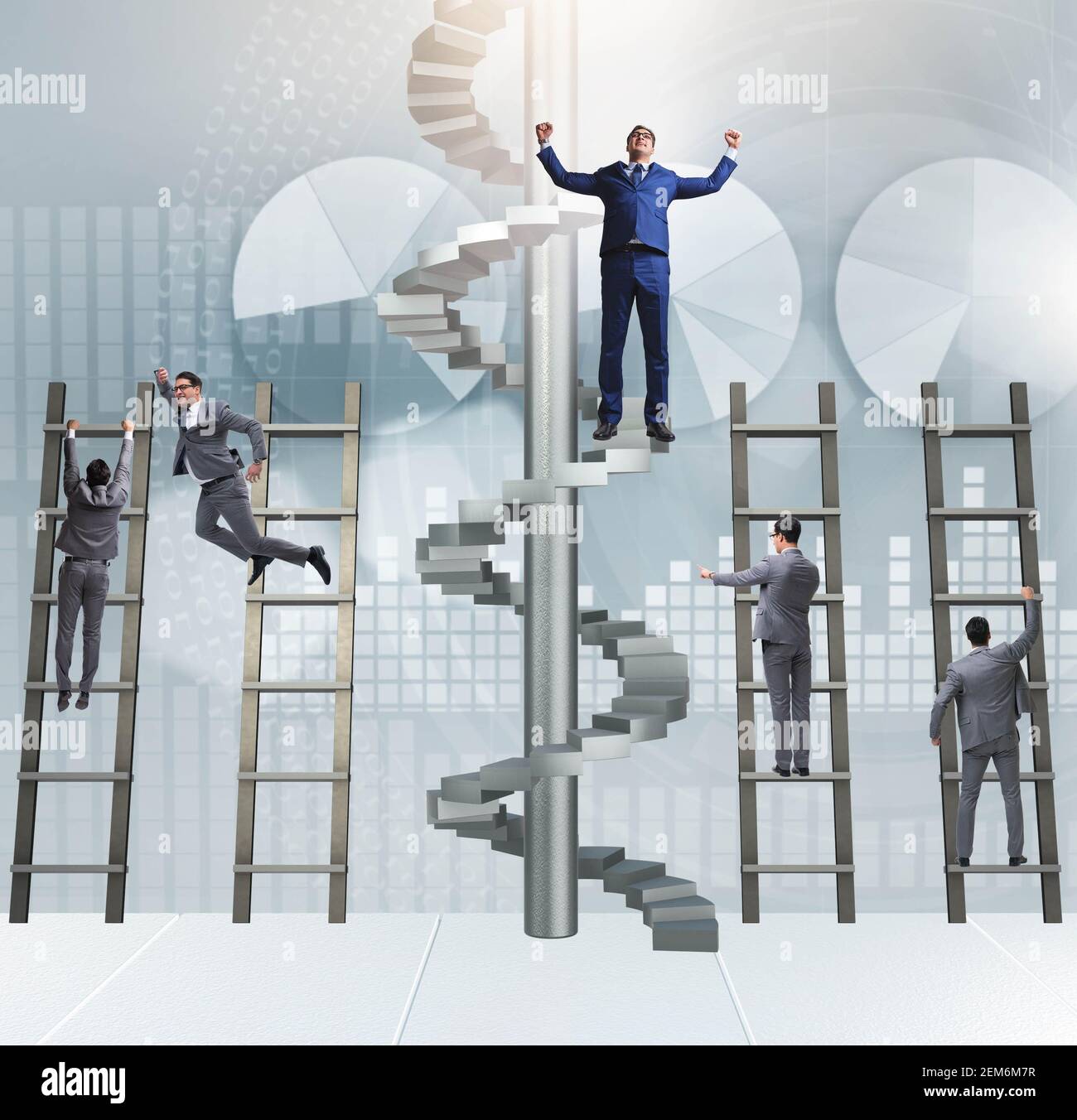 The competition concept with businessman beating competitors Stock ...
