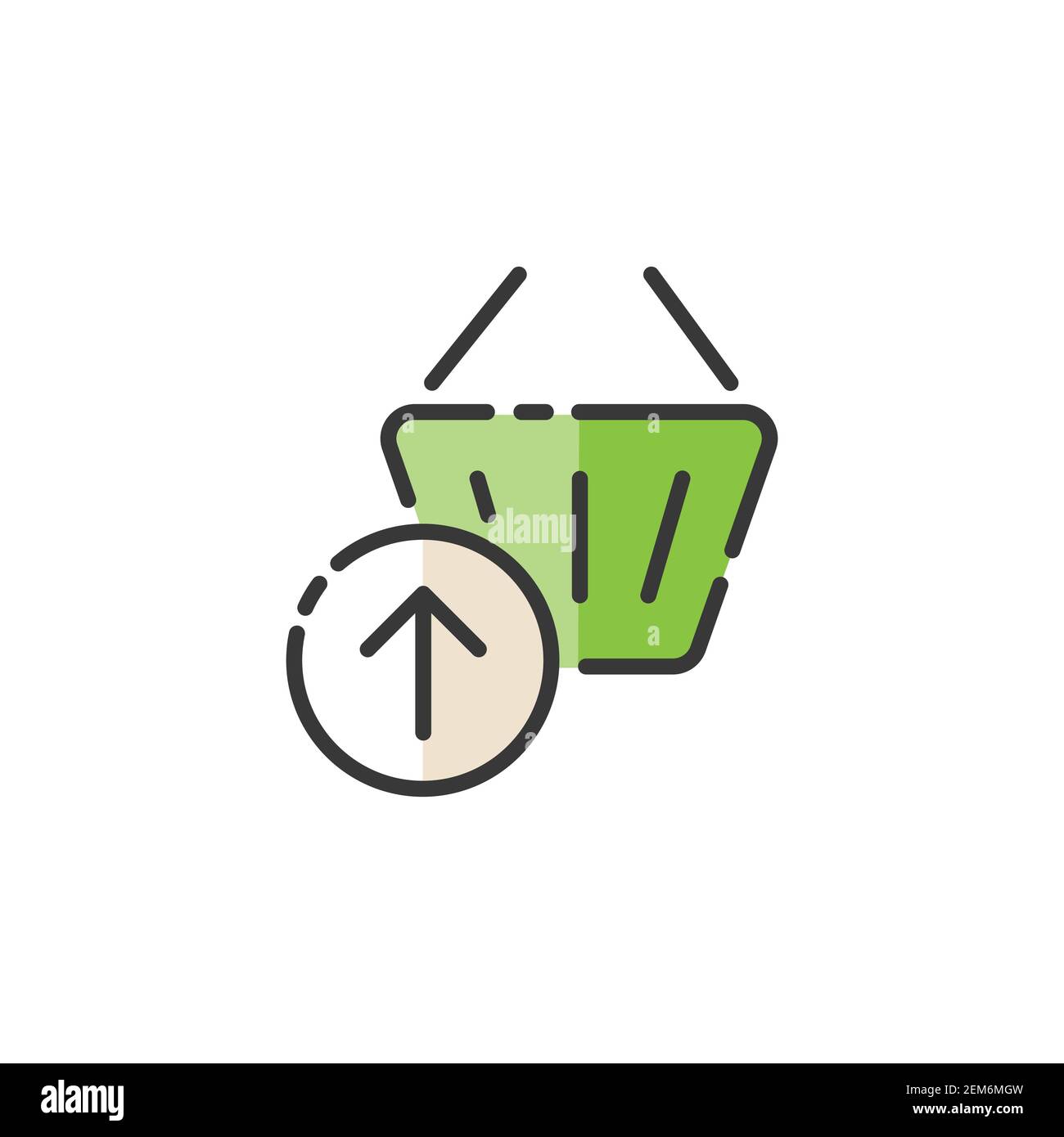Shopping basket. Up arrow. Filled color icon. Isolated commerce vector ...