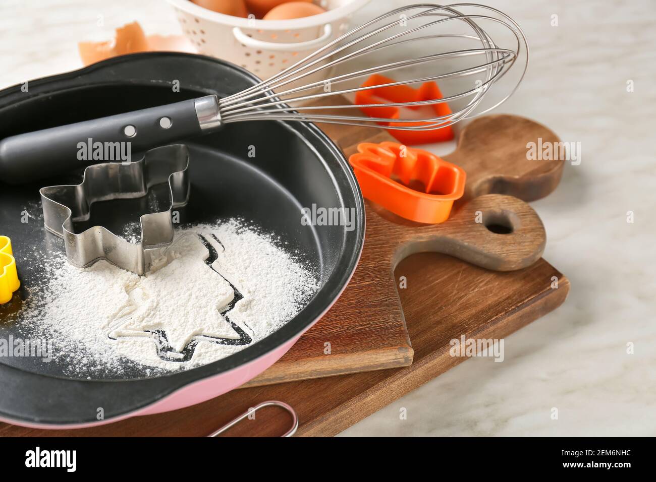 Set of kitchen utensils for bakery on light background, closeup Stock ...