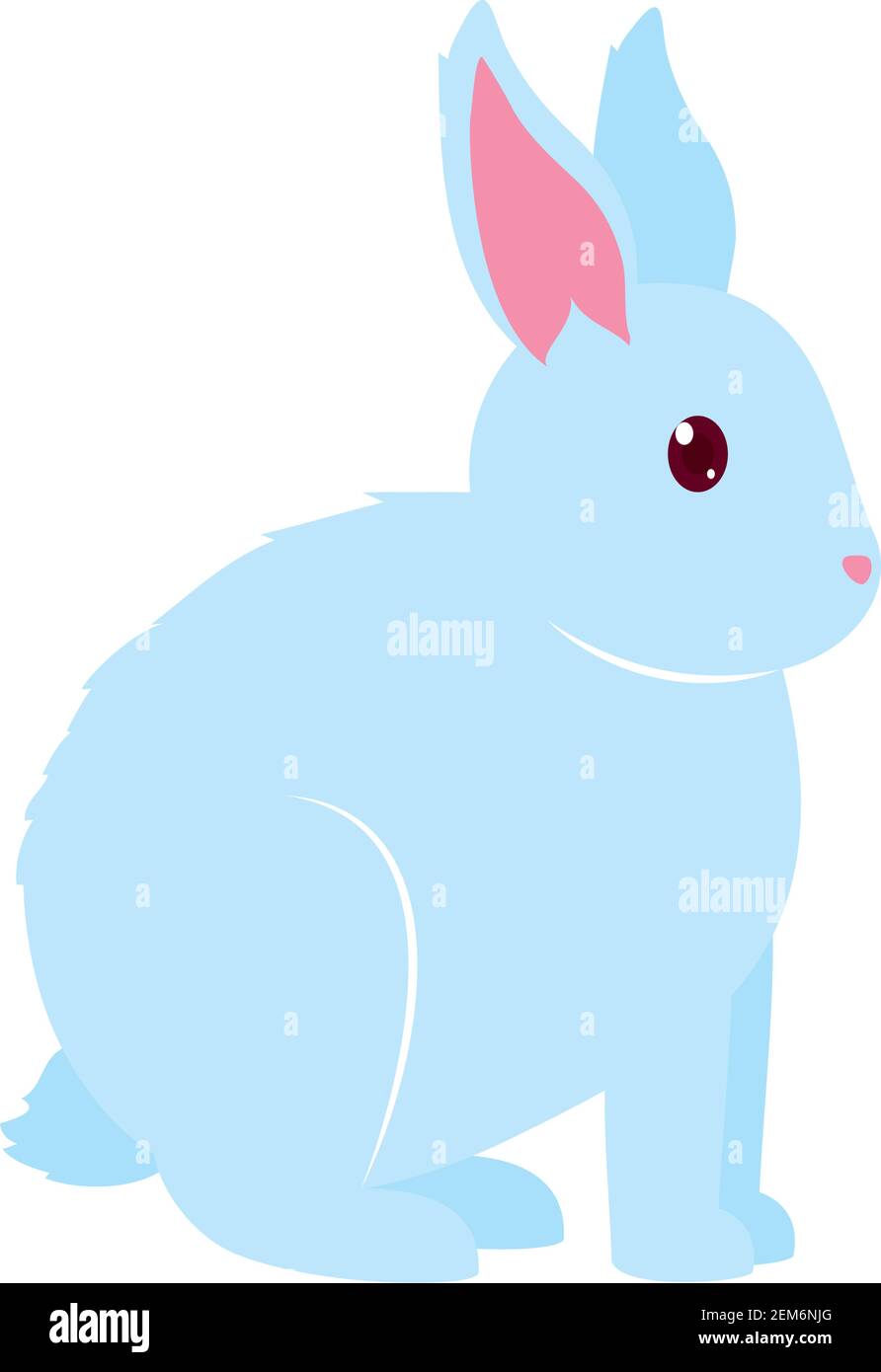 cute blue rabbit icon over white background, colorful design, vector ...