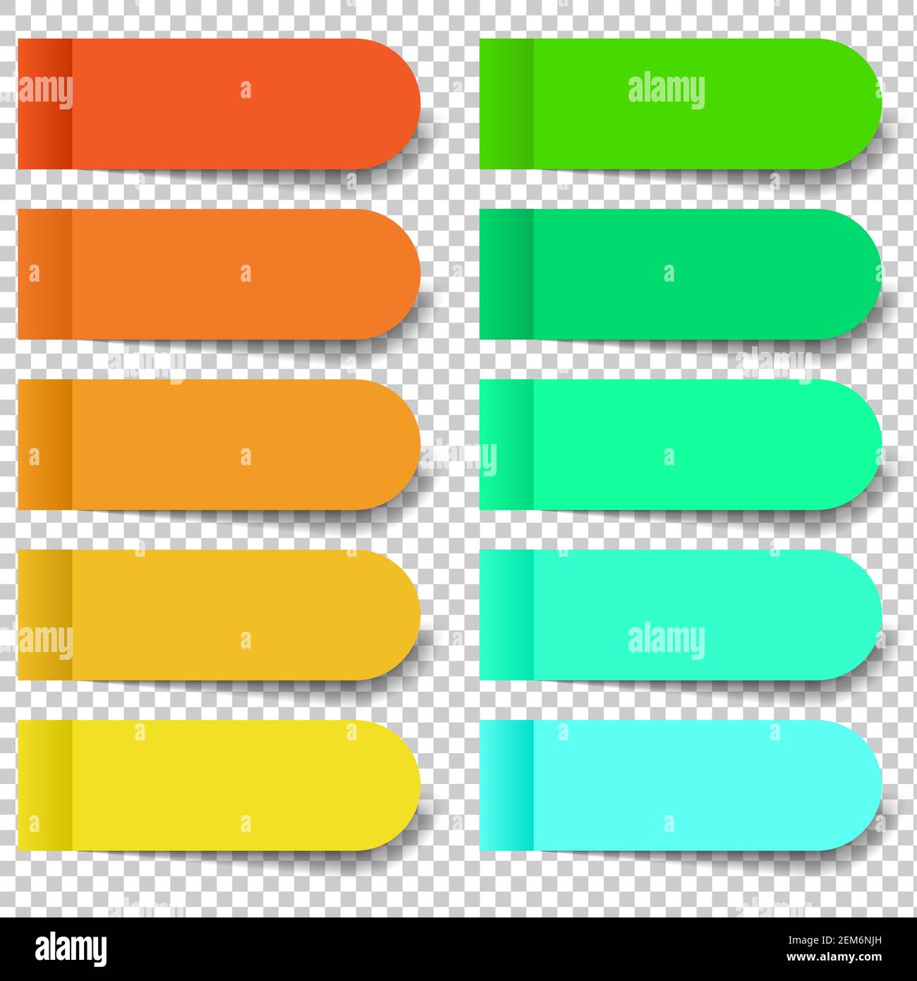 Set of multicolored pieces of stickers and rounded bookmarks isolated ...