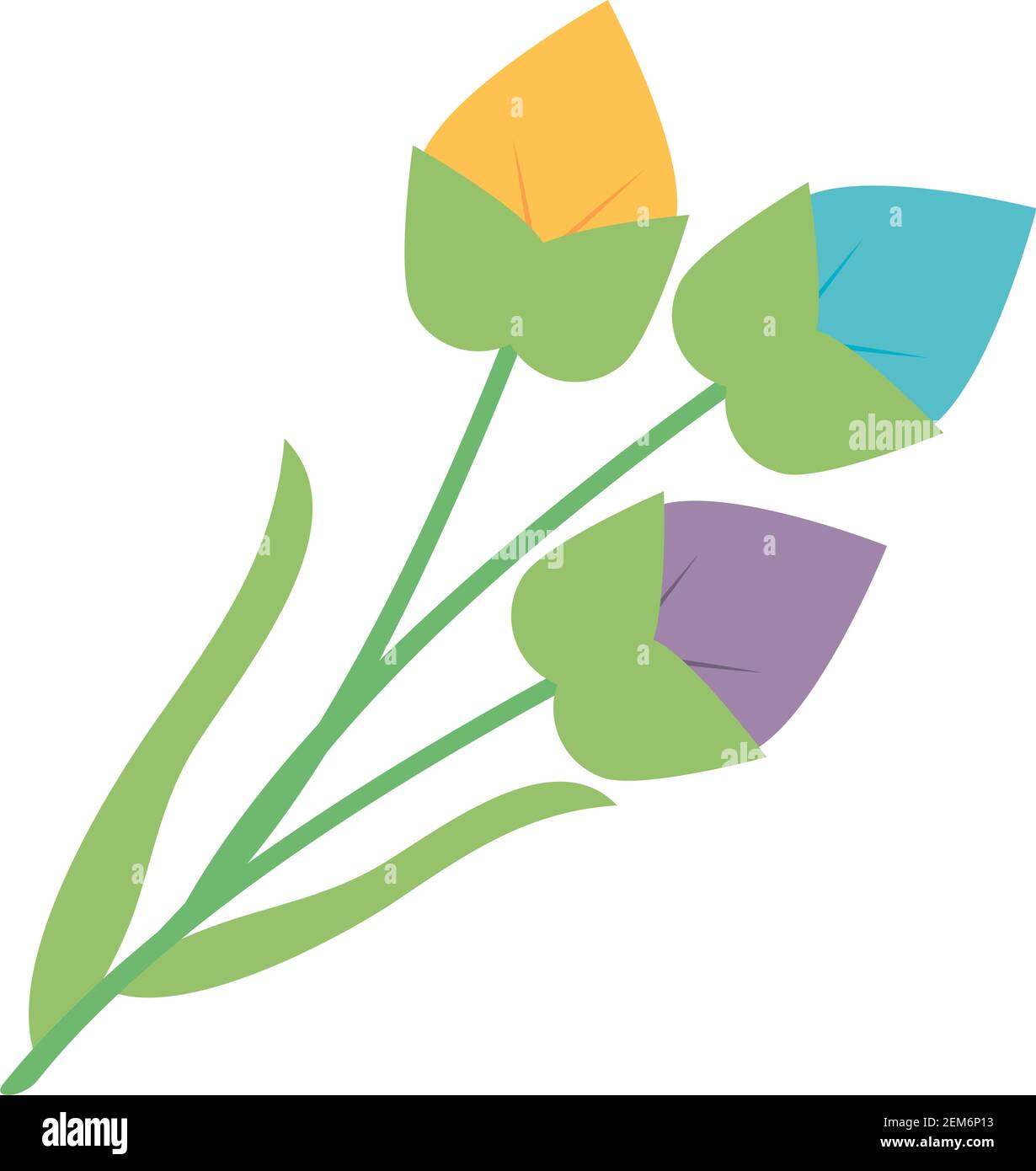 stem with colorful flowers over white background, vector illustration ...