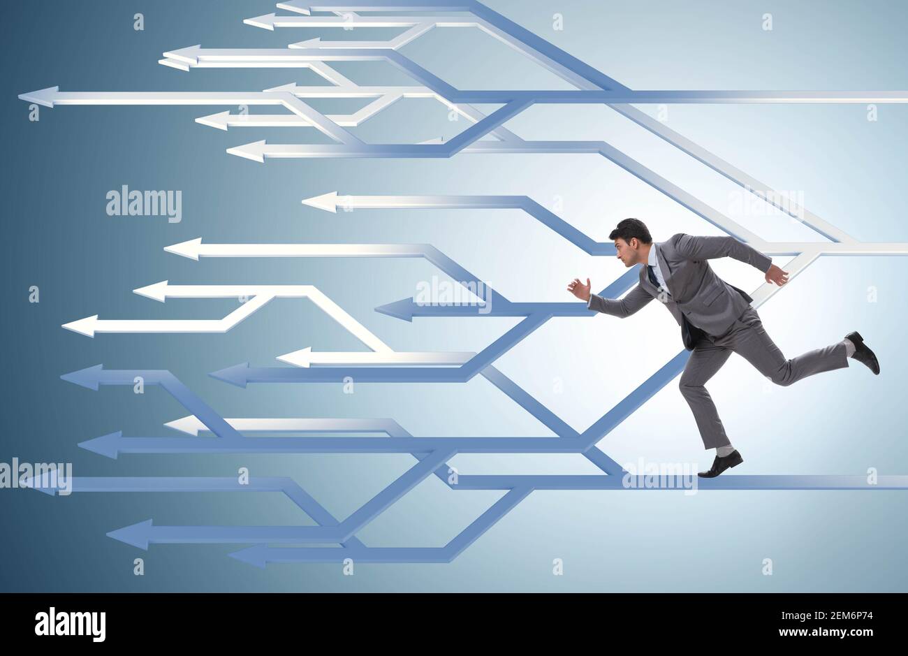 The businessman thinking of different career paths Stock Photo - Alamy