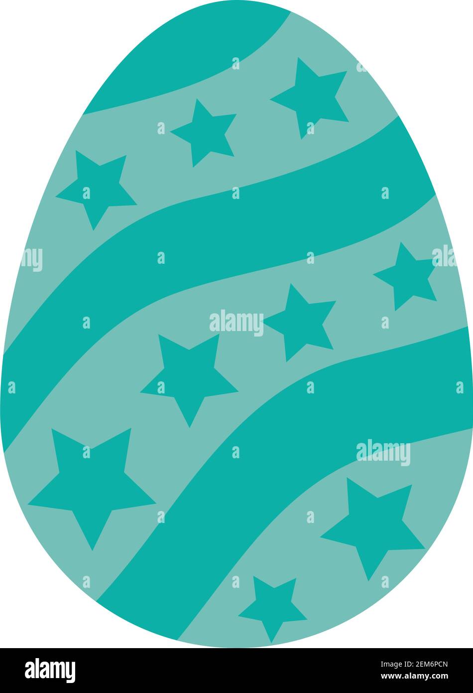 turquoise easter egg with decorative stars over white background ...
