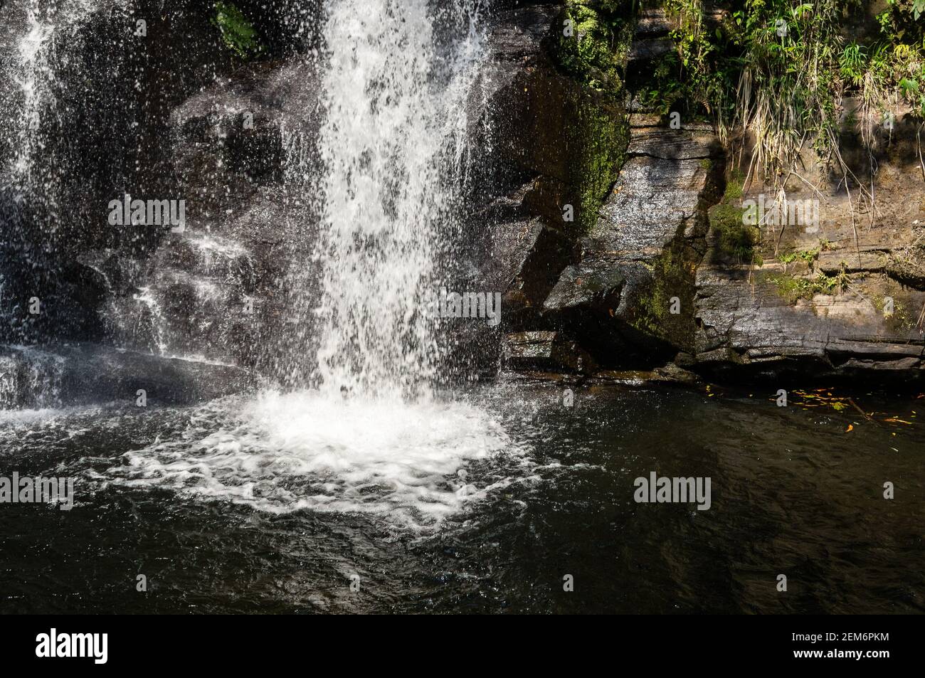 Ipiranguinha waterfall natural pool at some rock formations in the ...