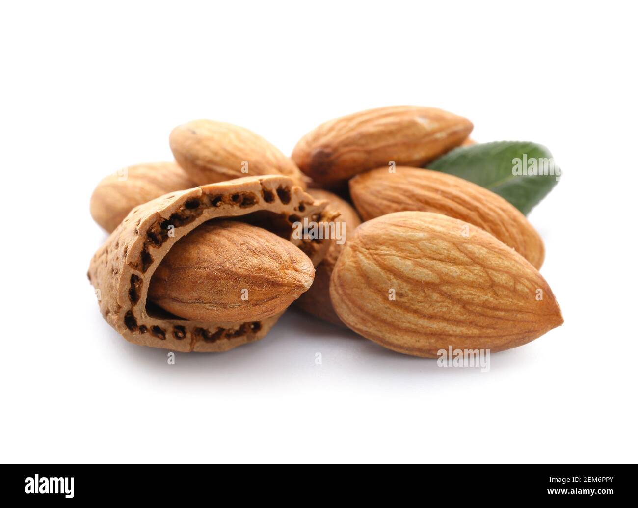 Healthy almonds on white background Stock Photo - Alamy