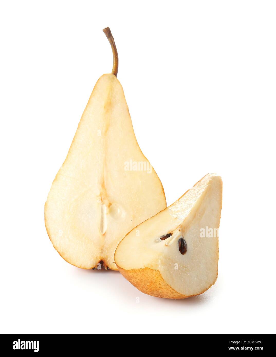 Fresh cut pear on white background Stock Photo - Alamy