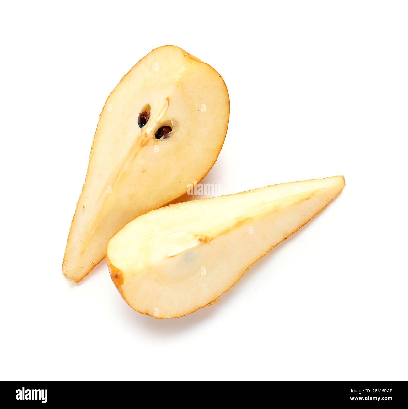 Fresh cut pears on white background Stock Photo - Alamy