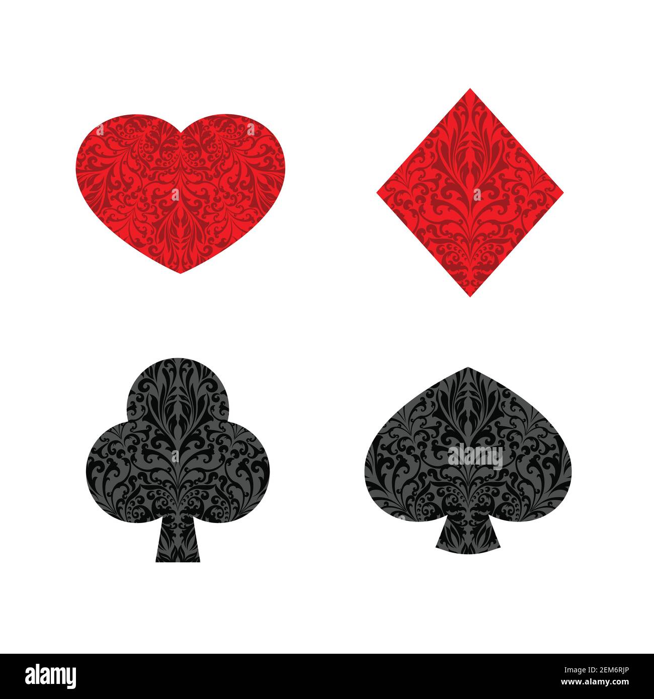 Cards suit floral outline set Stock Vector Image & Art - Alamy