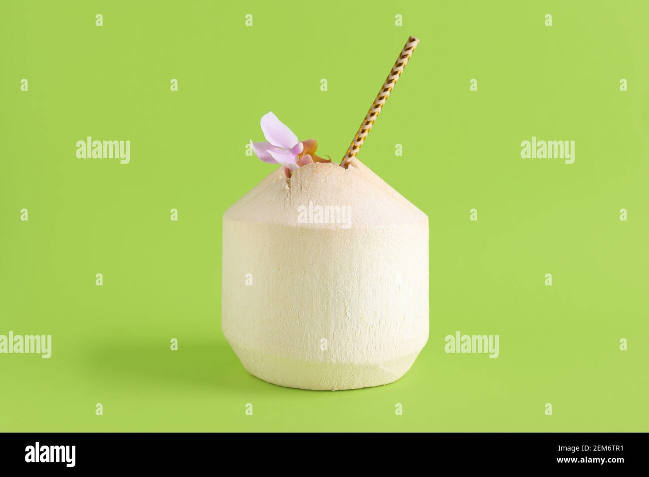 Fresh coconut on color background Stock Photo - Alamy