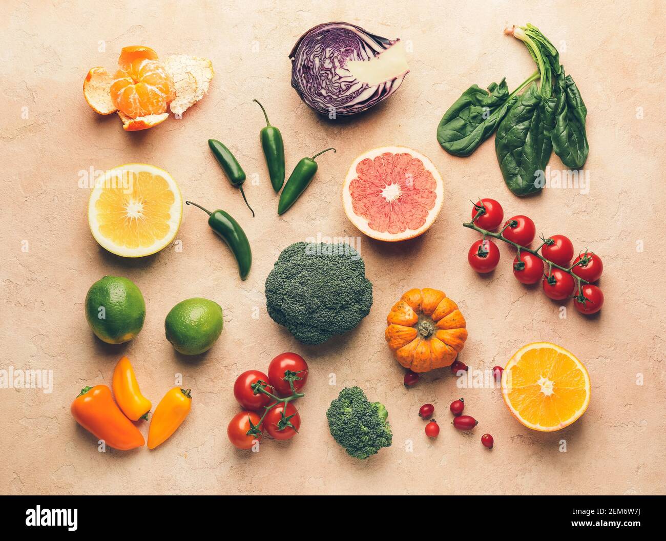 Healthy products on color background Stock Photo - Alamy