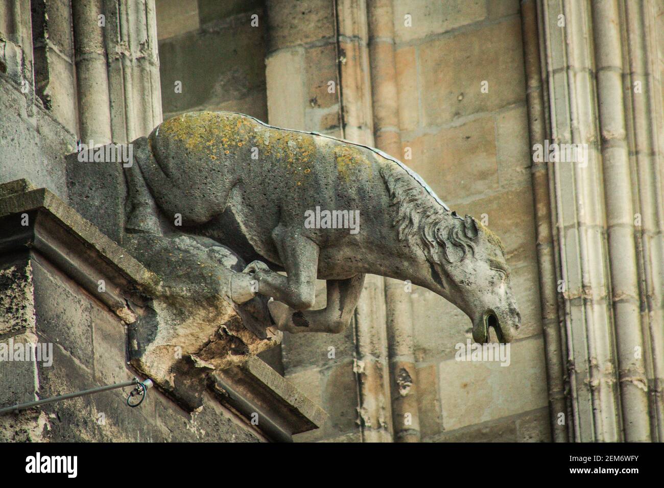 Reims France February 24, 2021 Exterior facade of the Notre Dame de ...