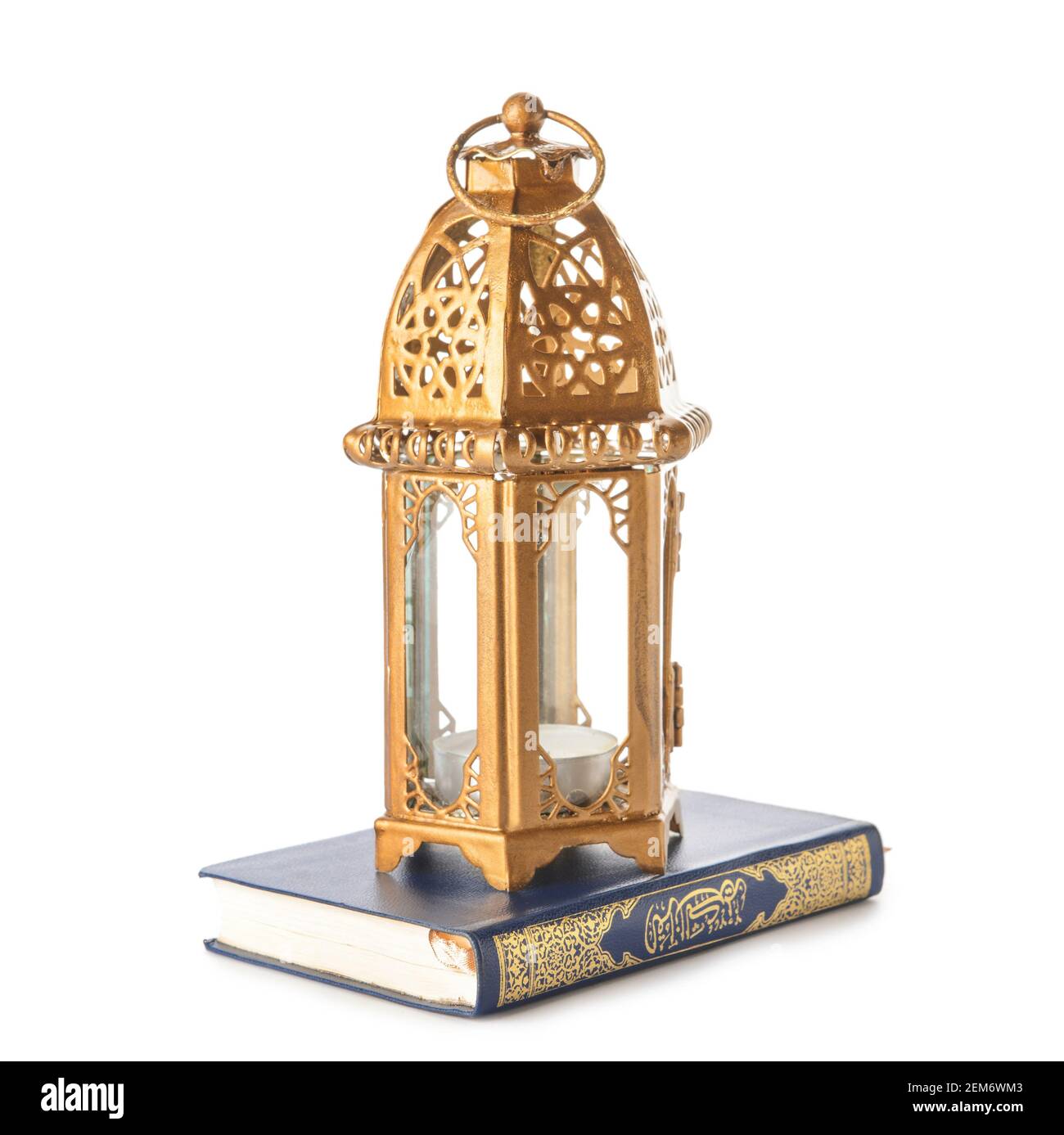 Muslim lamp and Koran on white background Stock Photo - Alamy