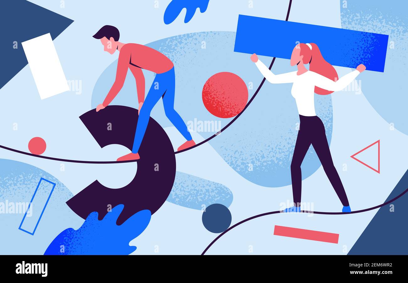 Creative problem solving concept vector illustration. Cartoon man woman ...