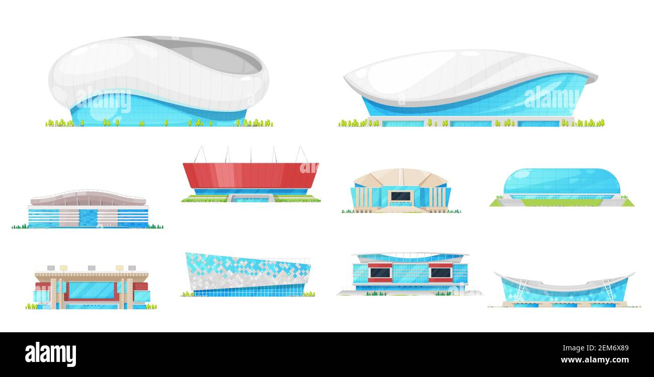 Stadium and sport arena building vector icons. Football or soccer game ...