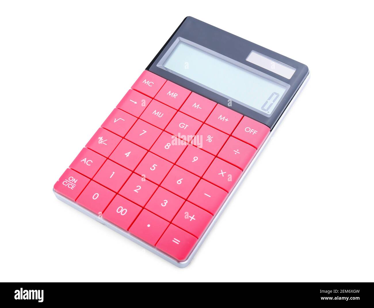 Modern calculator on white background Stock Photo - Alamy