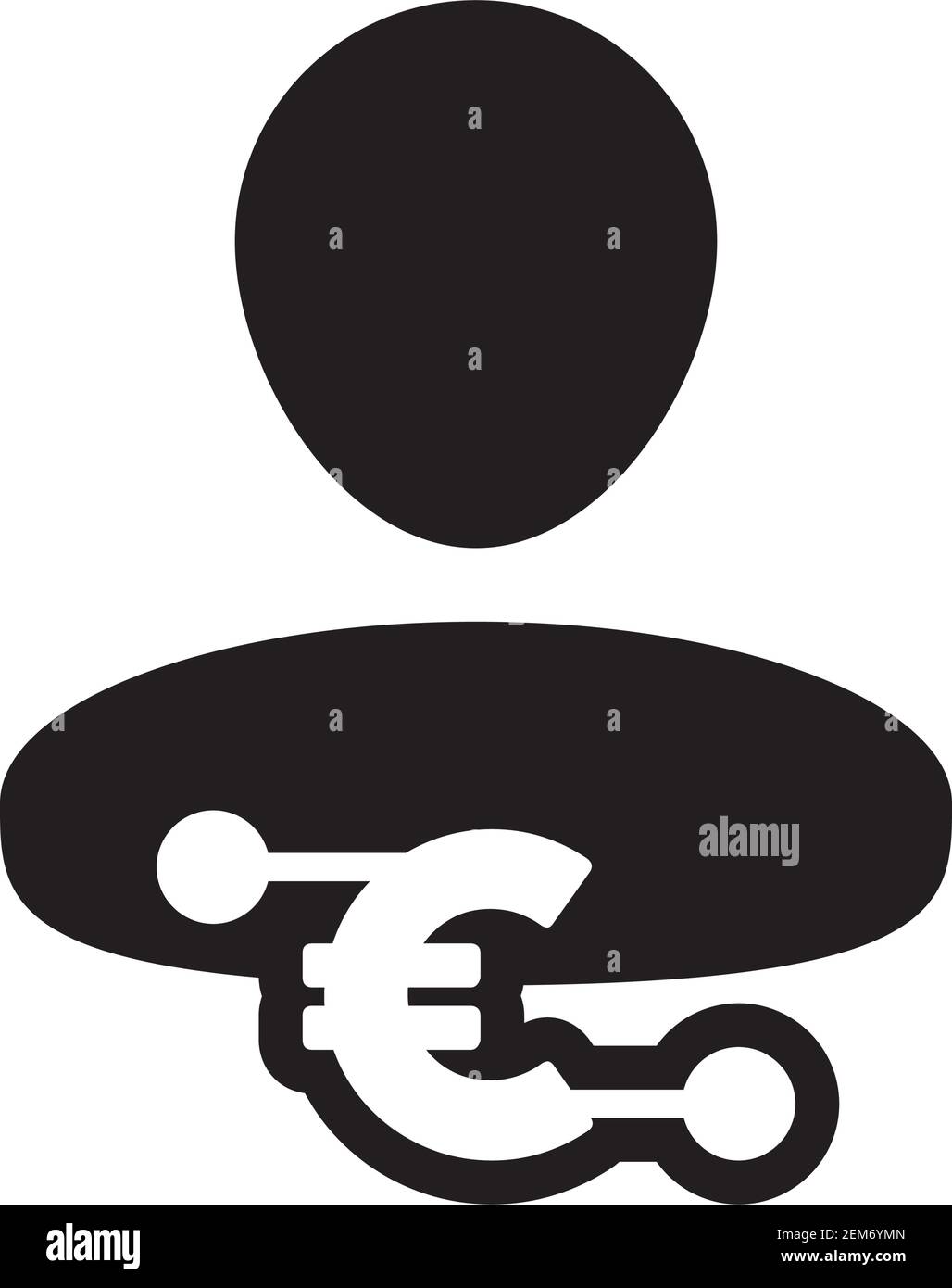 Digital euro icon vector currency symbol with male user person profile ...