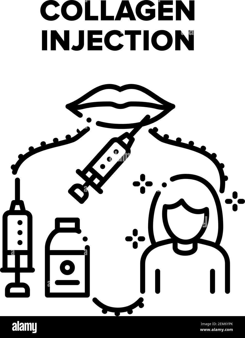 Collagen Injection For Beauty Vector Black Illustrations Stock Vector ...