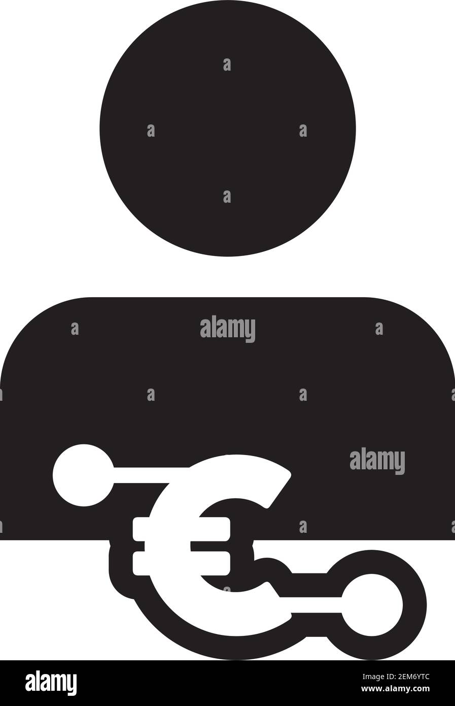 User icon vector digital euro currency with male user person profile ...